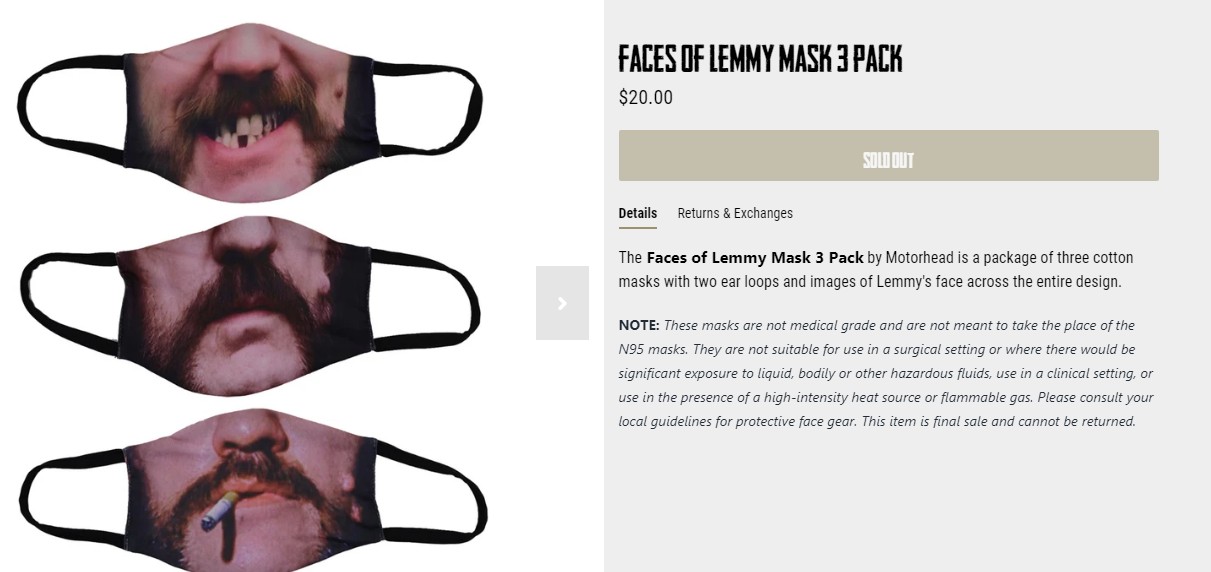 Ponen a la venta tapabocas con la boca de Lemmy y ya estamos ...