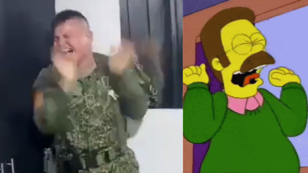 Soldado gritó como Flanders cuando sus compañeros le mostraron enorme ...