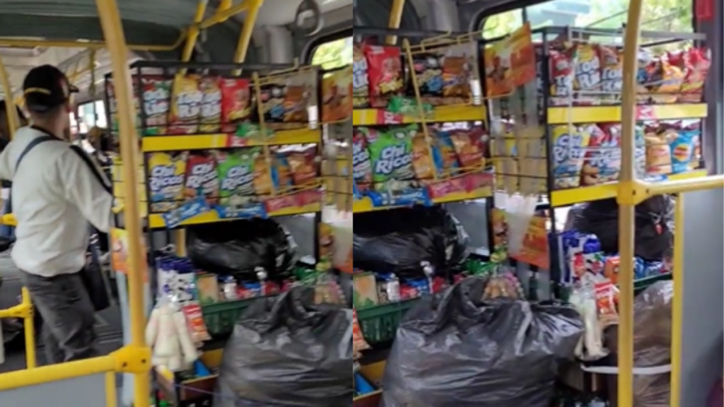 Video: vendedor ambulante armó tienda dentro de un TransMilenio