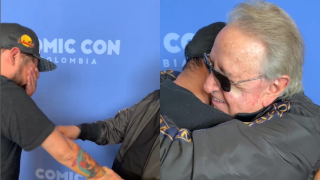 El abrazo entre Carlos Villagrán y fan de Quico en la Comic Con 2023