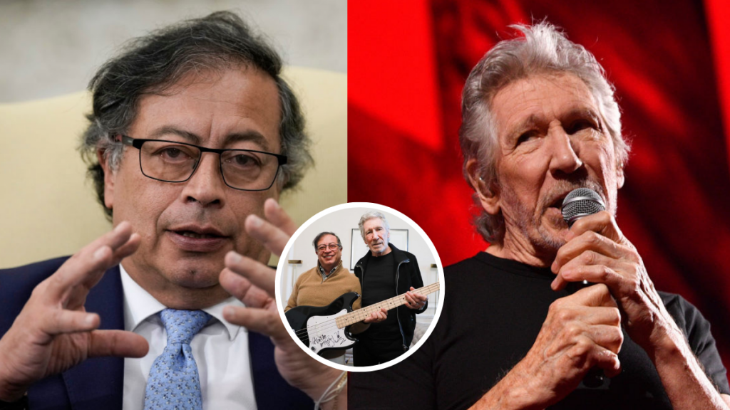 Roger Waters se reunió con Petro y le firmó el bajo: fotos