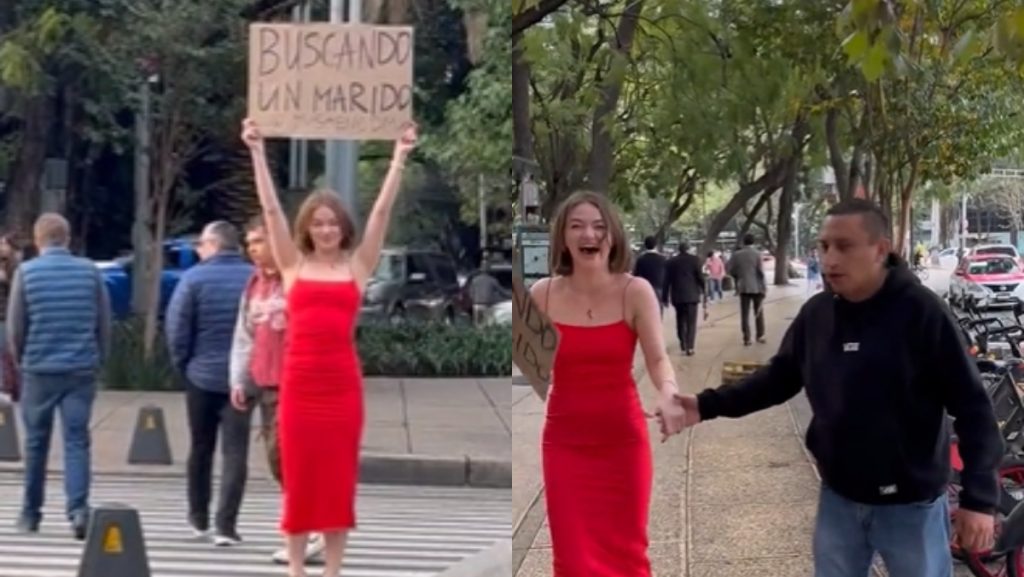 Joven rusa se pasea por las calles diciendo que busca esposo