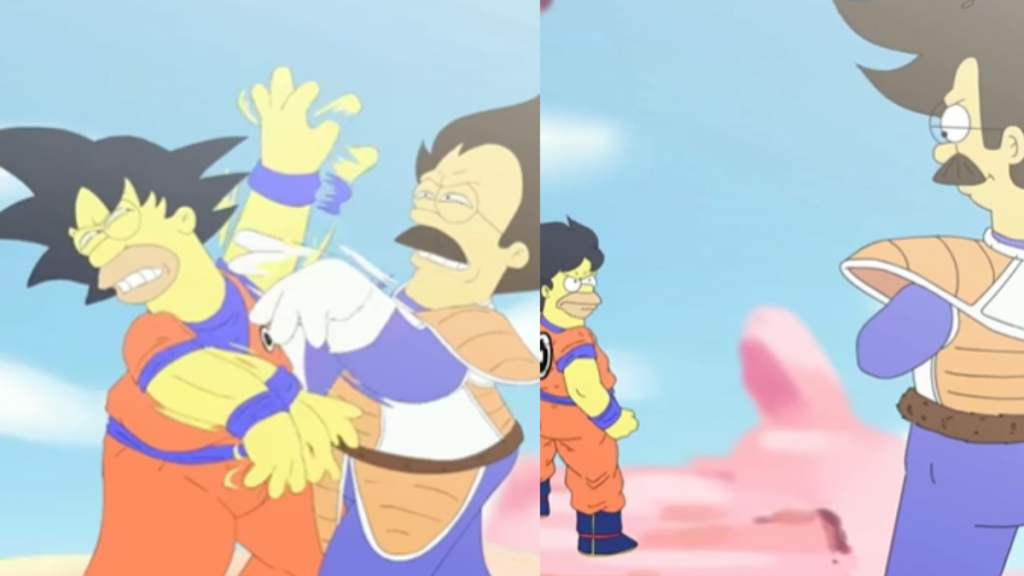 La batalla de Dragon Ball entre Homero Simpson y Ned Flanders